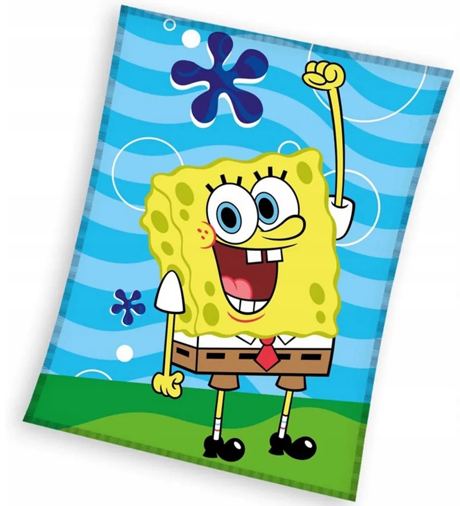 DĚTSKÁ FLEECOVÁ DEKA SPONGEBOB 130X170 CM VZOROVANÁ