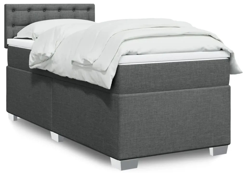 Box spring postel s matrací tmavě šedá 90x200 cm textil 3285786