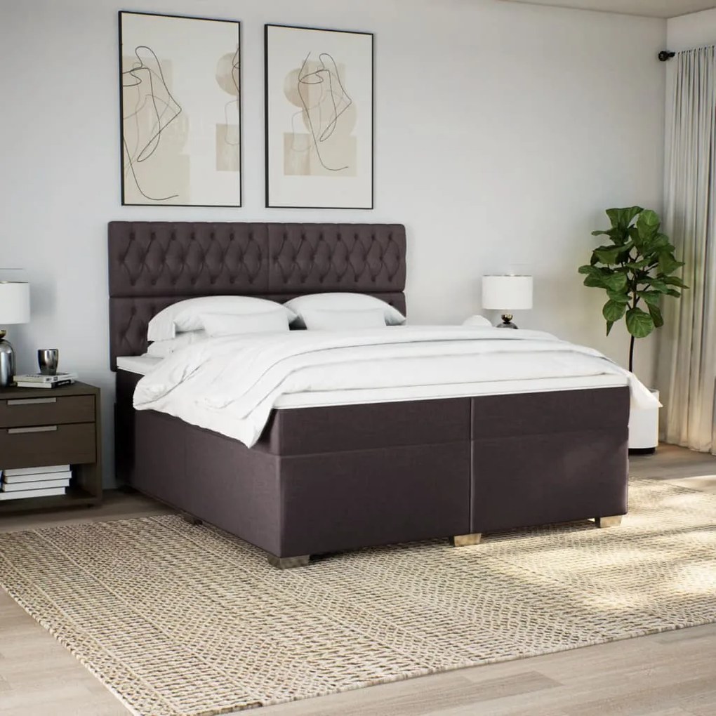 Box spring postel s matrací tmavě hnědá 200x200 cm textil 3290605