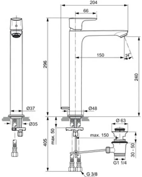 Ideal Standard Connect Air Umyvadlová baterie Slim s výpustí, chrom A7025AA