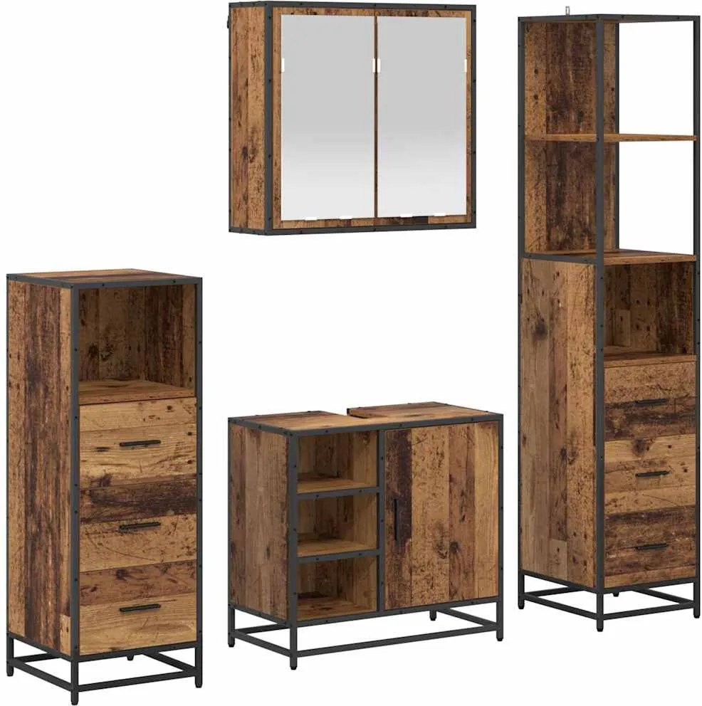 Sada koupelnového nábytku 4 ks Staré dřevo 65 x 33 x 60 cm 3402411