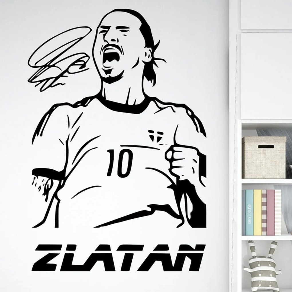 Živá Zeď Samolepka na zeď Fotbalista Zlatan Ibrahimovič Barva: černá