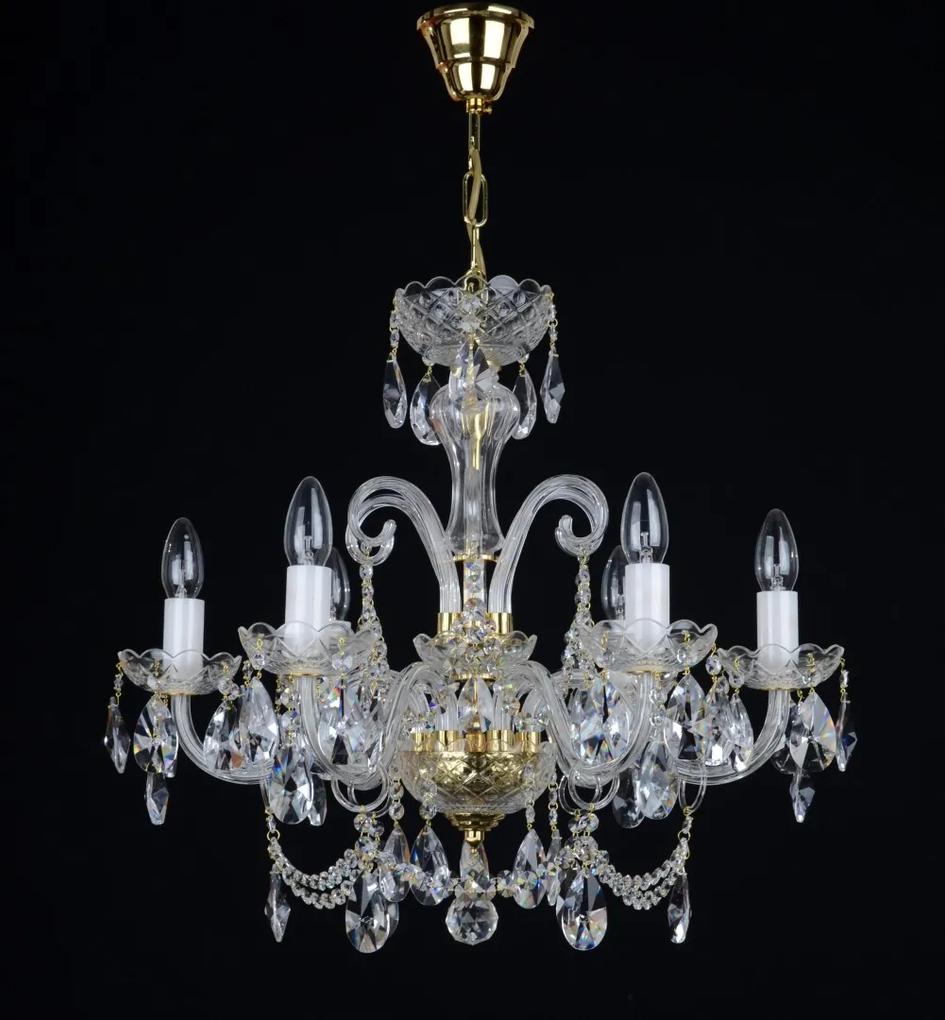 6 Arms desig crystal chandelier with cut crystal almonds and glass horns