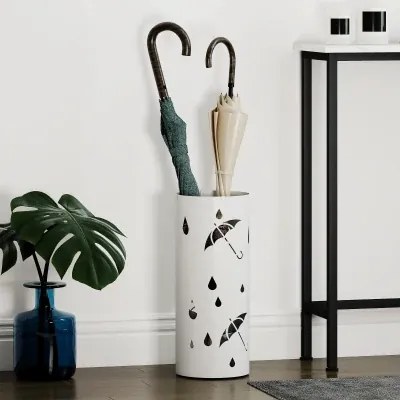HOMCOM Stojan na deštníky, ocel, tvar sloupu, vyjímatelná spodní přihrádka, Ø17 x 41H cm, bílá