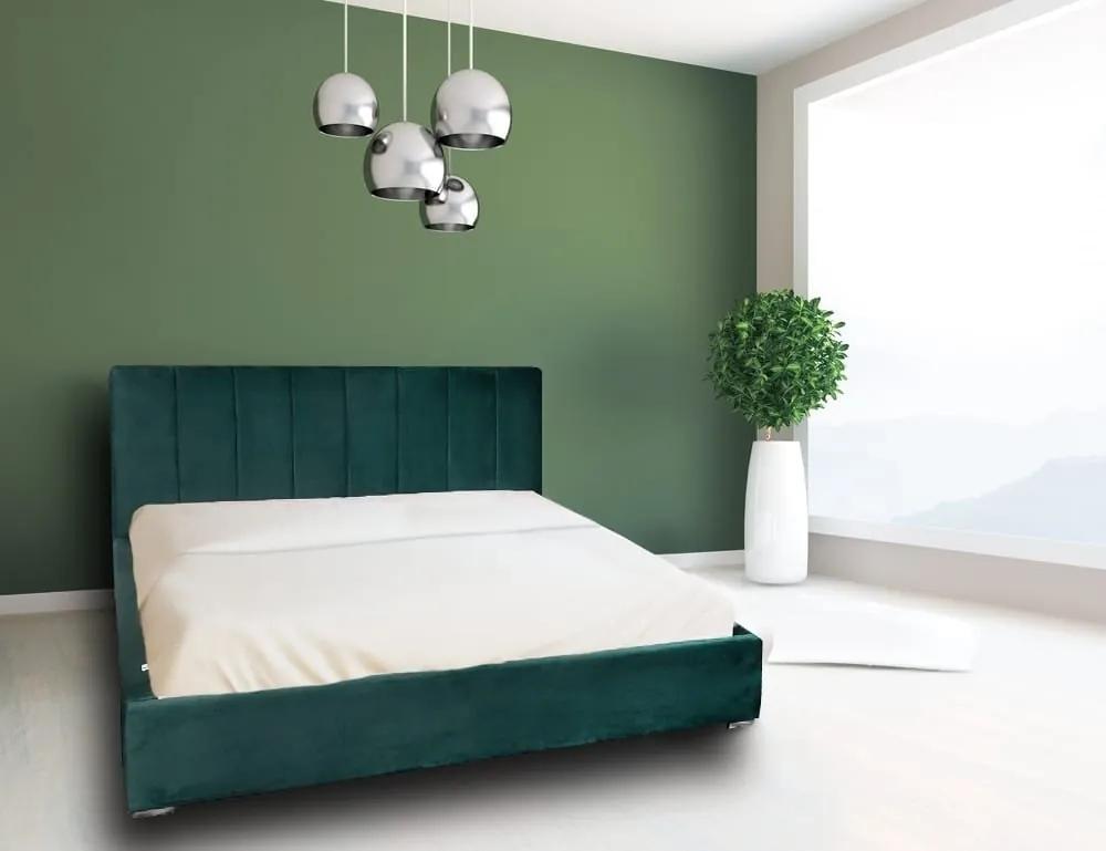DB nábytek Postel Leo s kovovým rámem zelená 200 x 140 cm