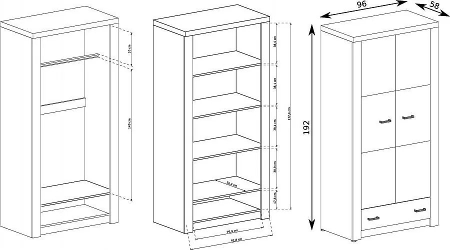 Casarredo - Komfort nábytek Šatní skříň INDIANAPOLIS I-1 jasan světlý