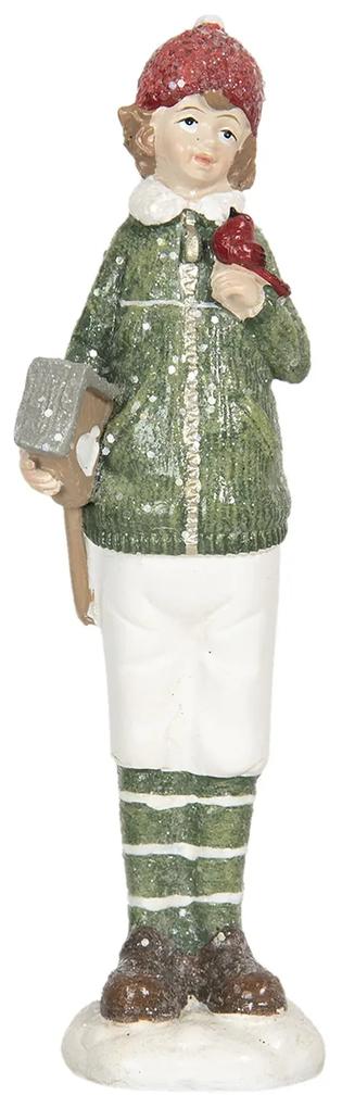 Dekorační figurka dítěte s ptačí budkou Bebe - 4*4*16 cm
