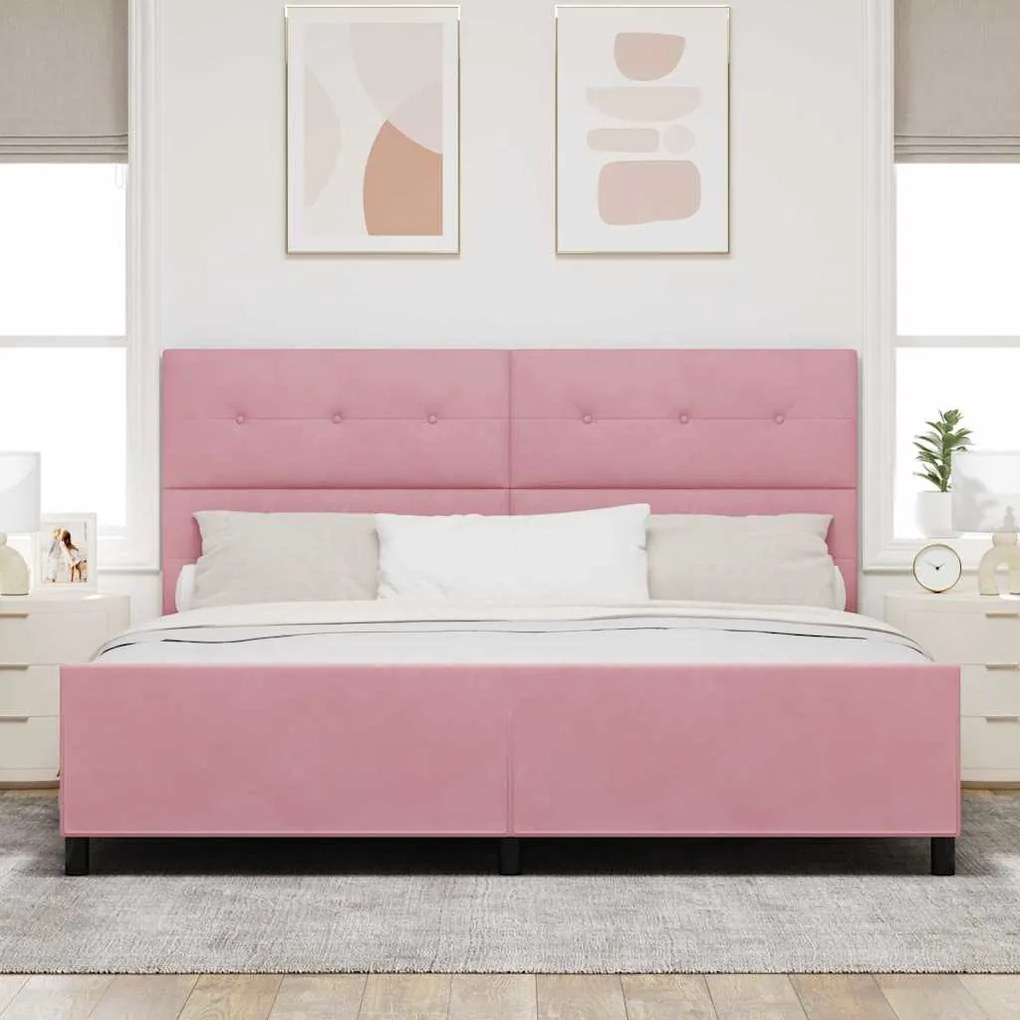 Postel s boxspringem s čelo Růžová 200 x 200 cm samet 3344968