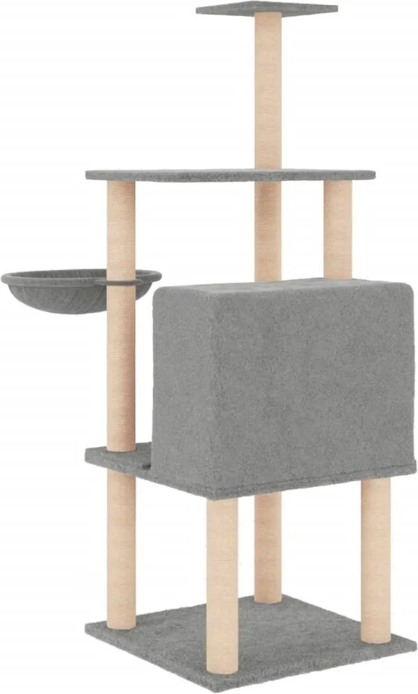 Škrabadlo pro kočky se sisalovými sloupky světle šedé 132 cm 171727