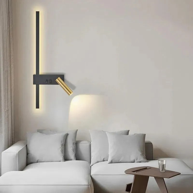 Toolight Toolight, LED nástěnné svítidlo 8W, 4000K, APP1439-W RIGHT, černá-zlatá lesklá, OSW-04777