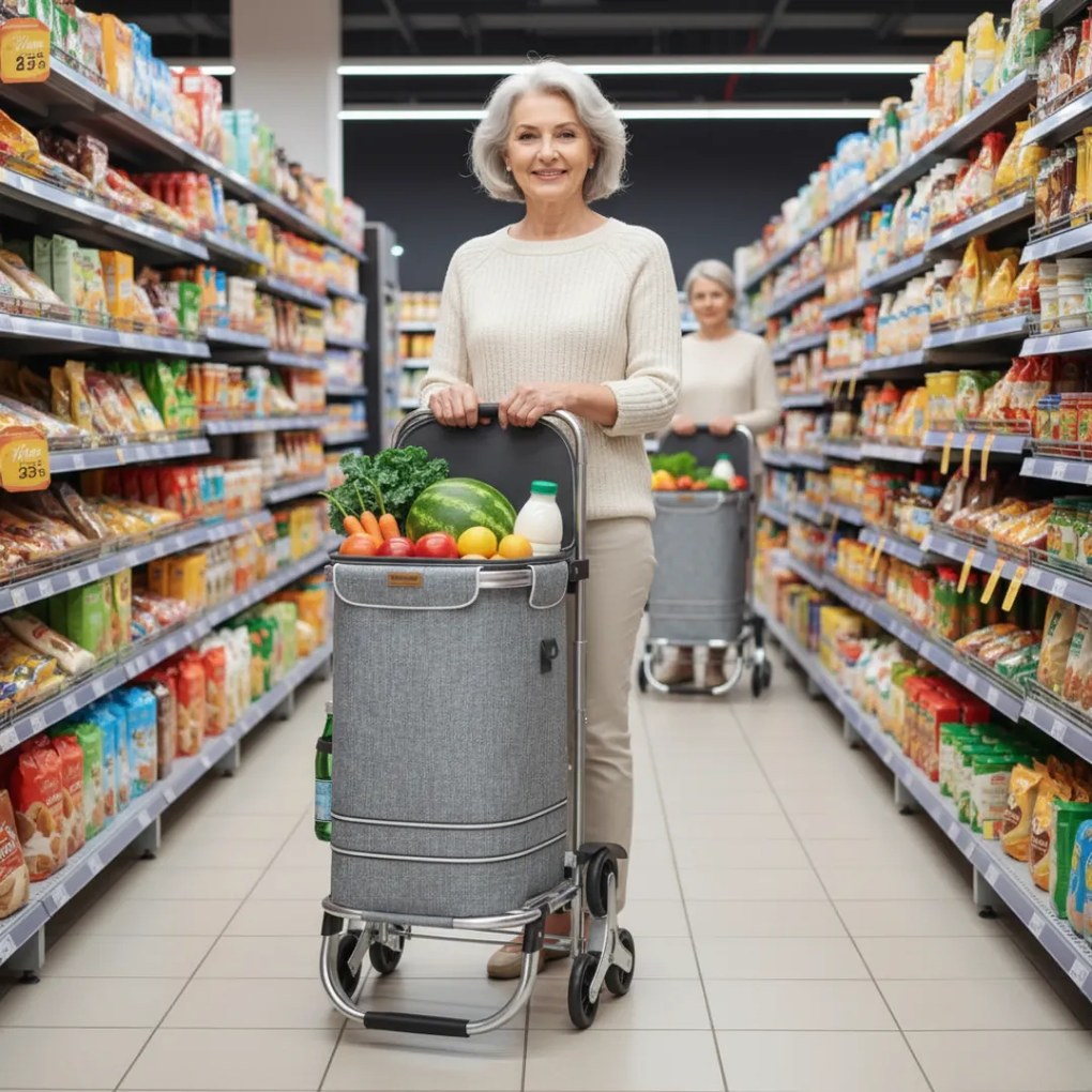 Nákupní taška na kolečkách do schodů COMFORT,50l, šedá Jurhan