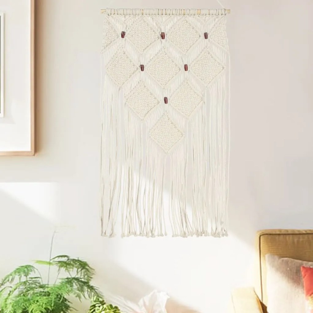 Nástěnný závěs macramé 40 x 80 cm bavlna 323999