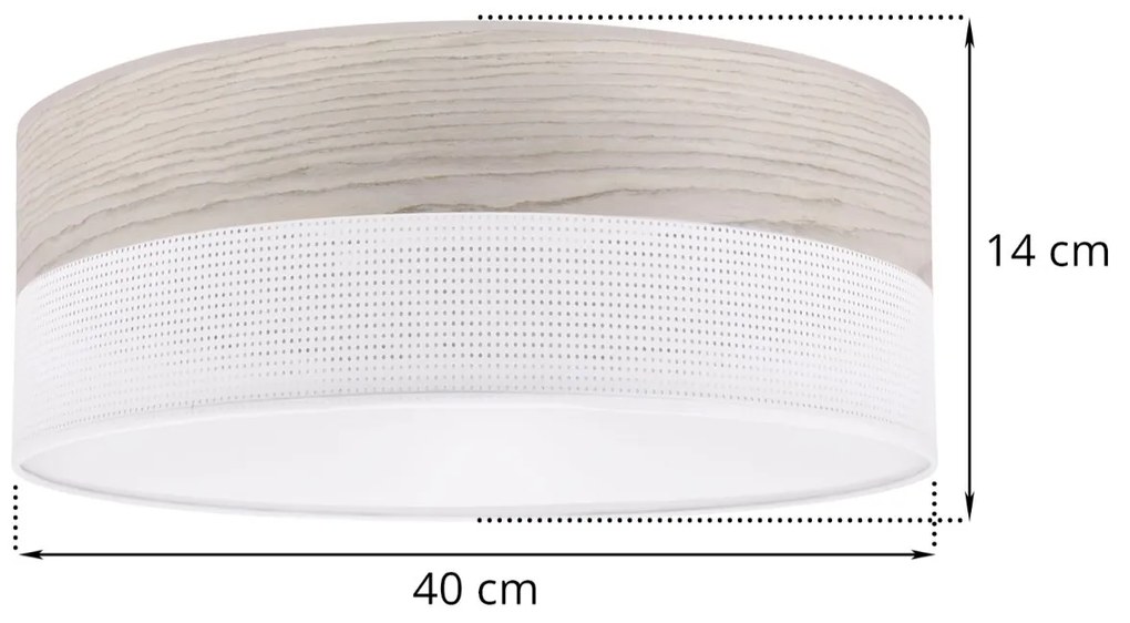Stropní svítidlo Wood, 1x světle béžová dubová dýha/bílé plastové stínítko, (bílé plexisklo), (fi 40cm)