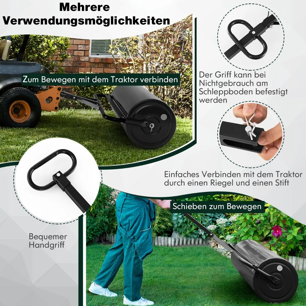 Costway Válec na trávník kovový 113 L ruční válec s rukojetí zahradní válec Ø 40