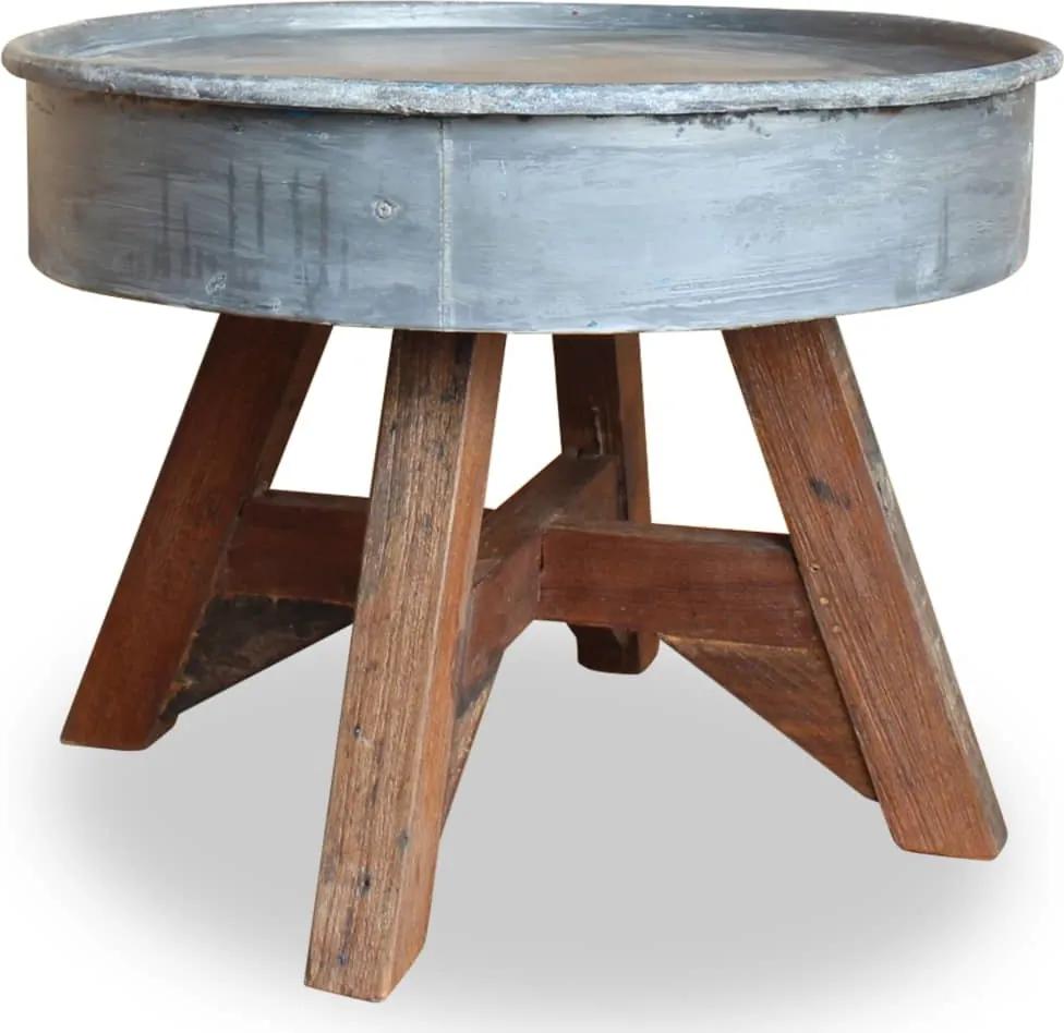 vidaXL Konferenční stolek masivní recyklované dřevo, , 60x45cm [244820] Barva: Stříbrná