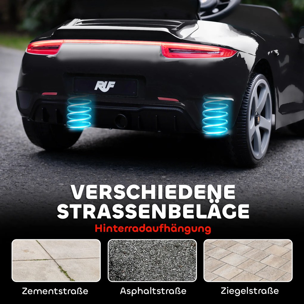 AIYAPLAY Elektrické sedátkové auto pro děti, ovladatelné na dálku, hudba, klakson, USB, bezpečnostní pás, pro 3-5 let, černé