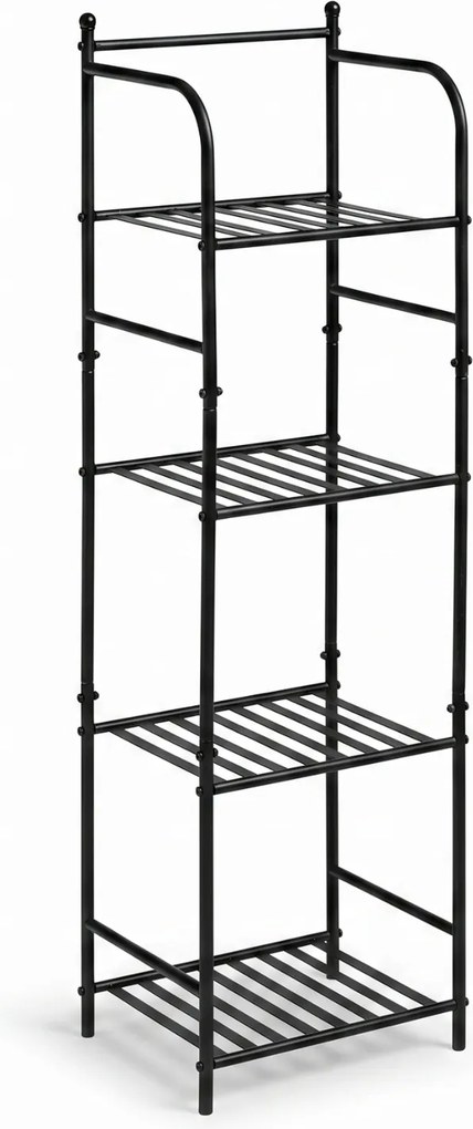 Nástěnný kovový regál, 4-patrový, 35 x 27 x 115,5 cm
