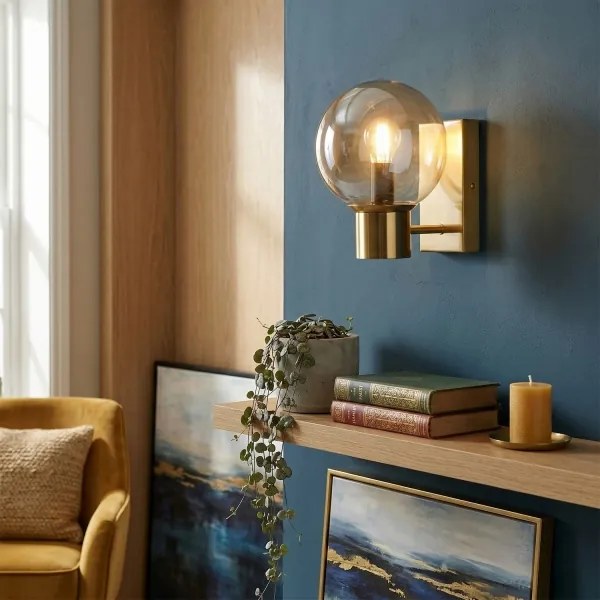 Nástěnná lampa SFERIO 1xE14/5W/230V mosaz/kouřová béžová
