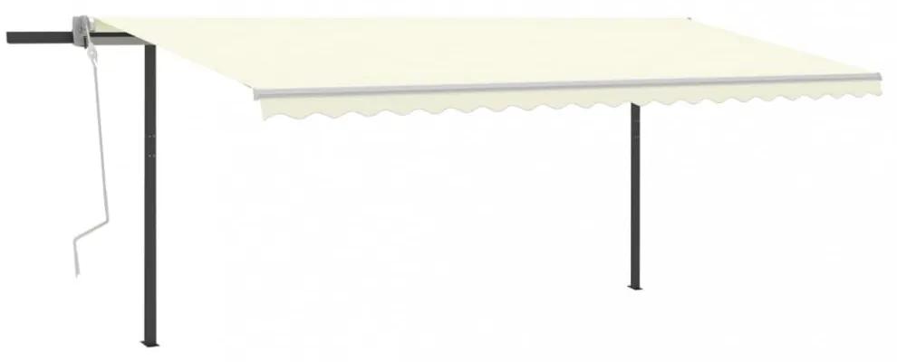 Ručně zatahovací markýza s LED světlem 450x350 cm Dekorhome Krémová
