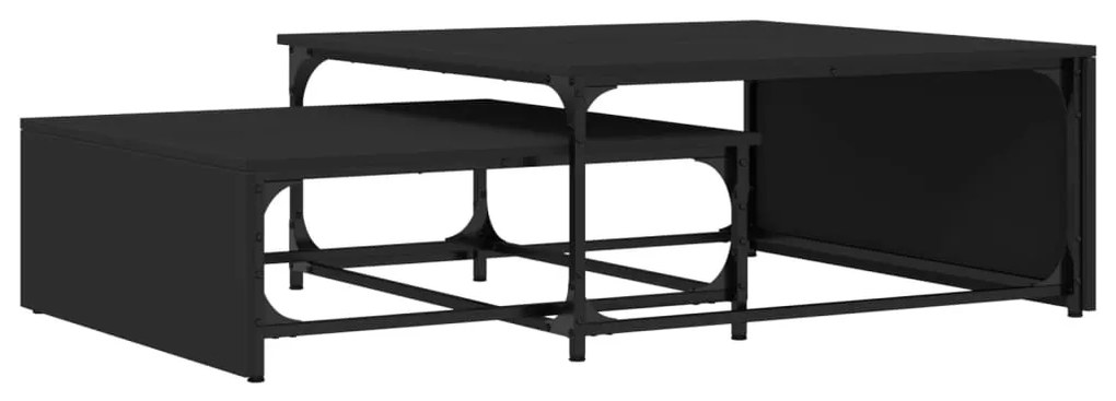Hnízdové konferenční stolky 2 ks černé kompozitní dřevo a kov - Default Title