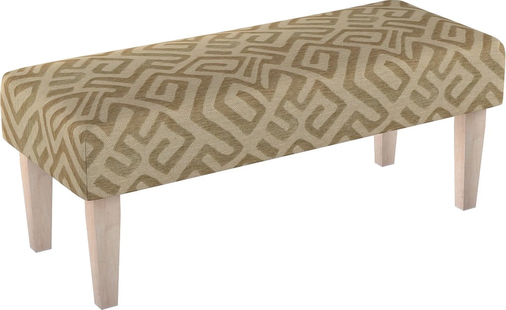 Dlouhá lavička 100x40cm barva béžová látka pletený vzor, vzorované