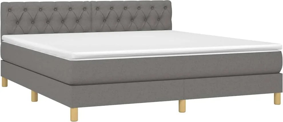 Box spring postel s matrací a LED tmavě šedá 160x200 cm textil 3133966