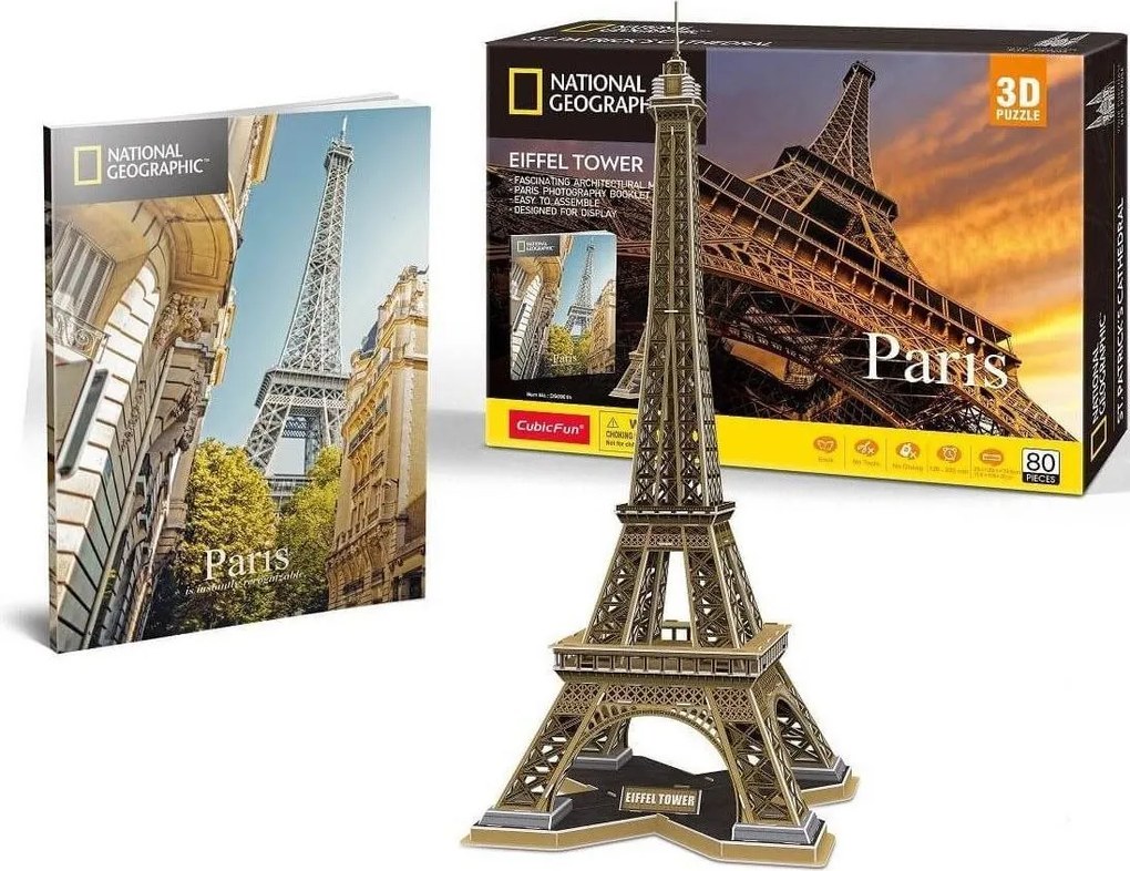 3d puzzle cubicfun 3d puzzle national geographic: eiffelova věž 80 dílků