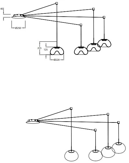 Fabas 3755-48-365 Brena, závěsné svítidlo z jantarového skla, 3x10W LED 2700/3000/4000K krokové stmívání, délka 105cm