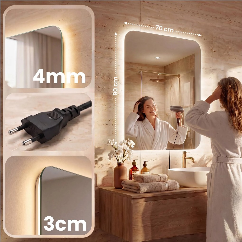 Koupelnové zrcadlo Palmiro 70x90 cm – čiré sklo