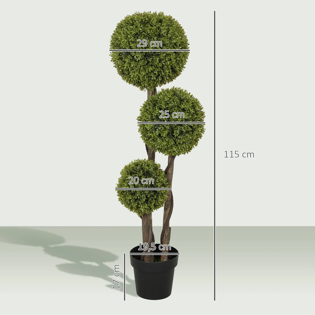 HOMCOM Umělý zimostráz, pokojová rostlina 115 cm, umělá rostlina v květináči, dekorativní rostlina, dekorativní rostliny pro dům, kancelář, chodbu, z…