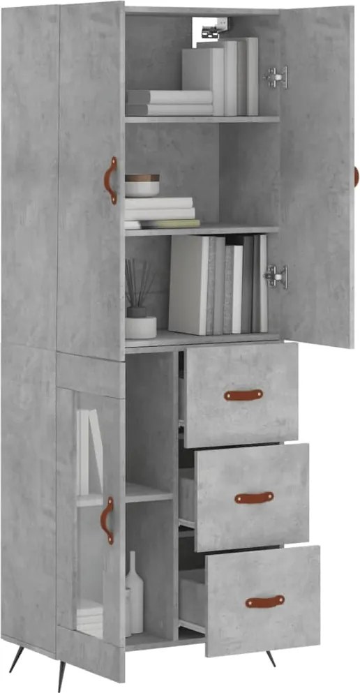 Skříň highboard betonově šedá 69,5x34x180 cm kompozitní dřevo 3195935