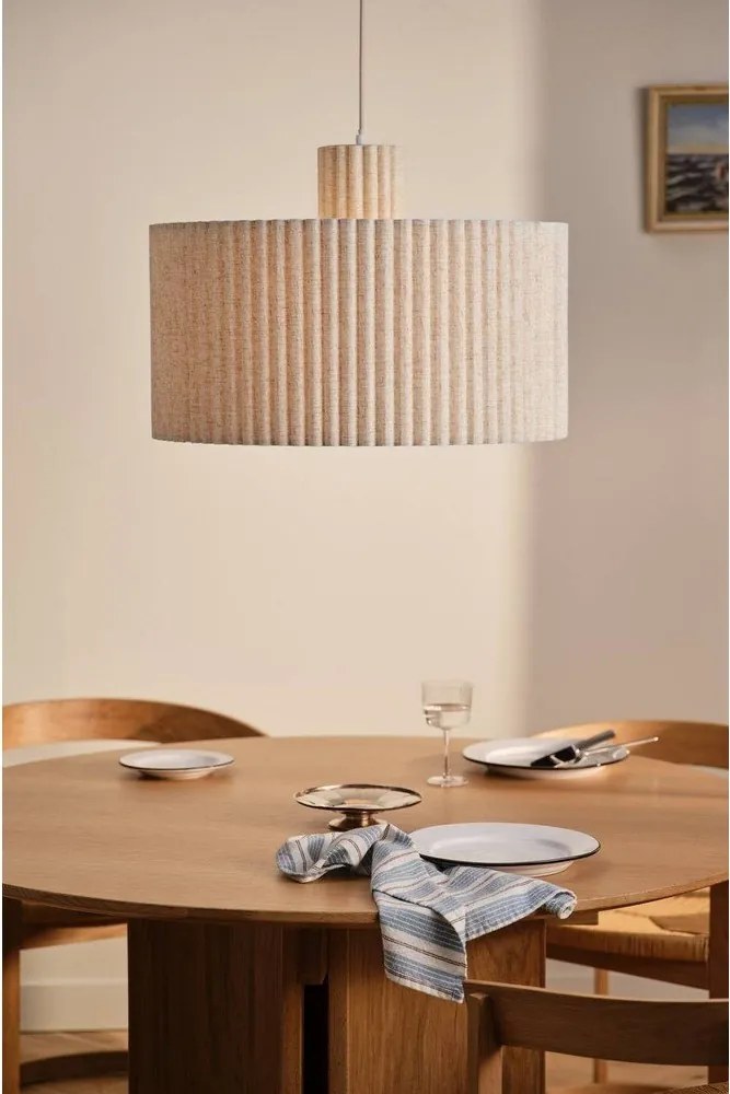 Béžové lněné závěsné svítidlo ø 60 cm Alina – Jotex