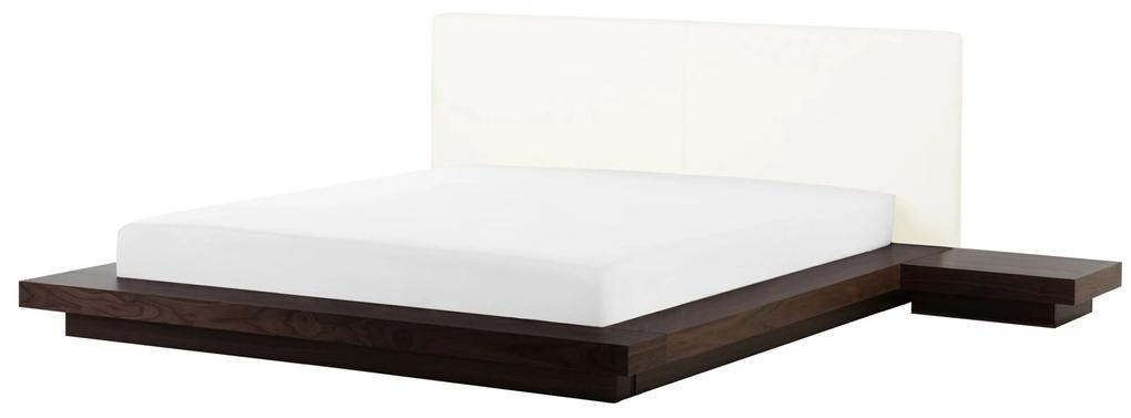 Vodní postel s nočními stolky 160 x 200 cm tmavé dřevo ZEN Beliani