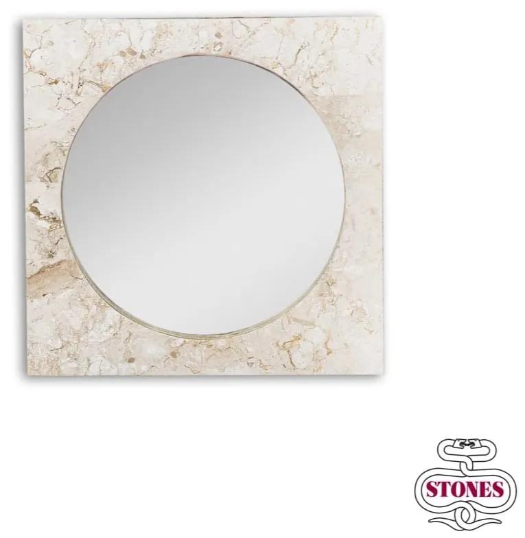 Stones Zrcadlo SQUARE FOSSIL 30x30x3,5cm,krémové