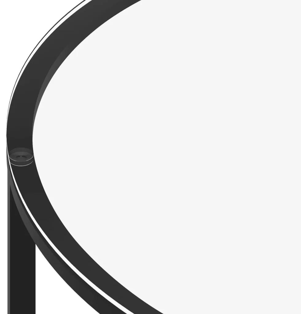 Čajový stolek černý a bílý mramor 70 cm tvrzené sklo - Default Title