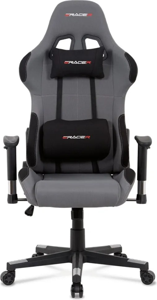 Kancelářská židle houpací mech., plast. kříž, šedá + černá látka – opěrák 90°–180° Šedá