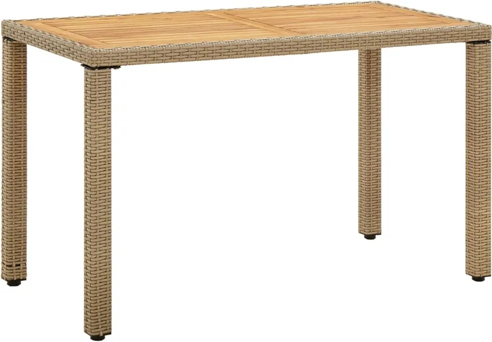 Zahradní stůl béžový 123x60x74 cm polyratan a masivní akácie 316797