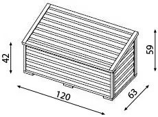 Dřevěný zahradní úložný box 120x63x42/59 cm