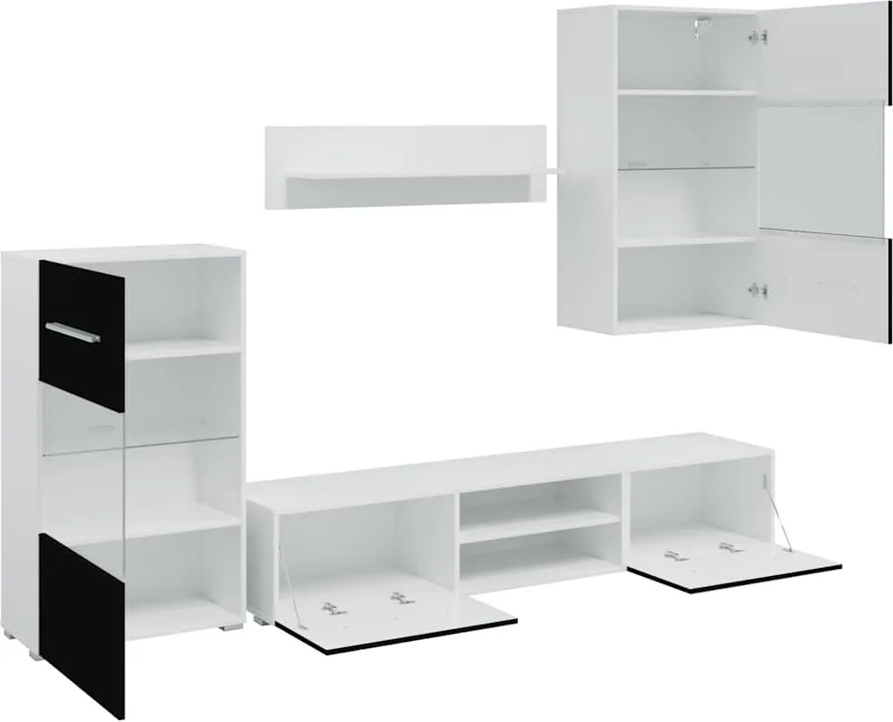 Pětidílná obývací stěna s LED osvětlením černá 243864