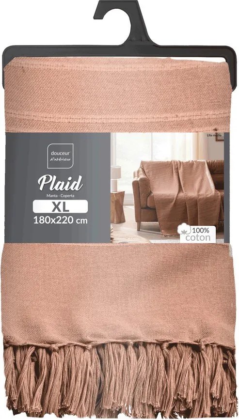Bavlněný přehoz v terakotové barvě 180x220 cm Lilia – douceur d'intérieur