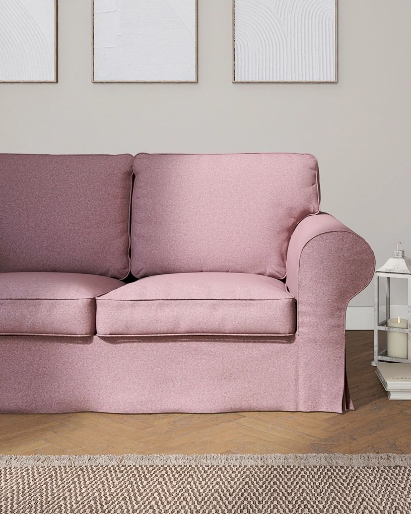 Potah na pohovku IKEA Ektorp 2-místná, rozkládací, STARÝ MODEL barva růžová látka pletený vzor