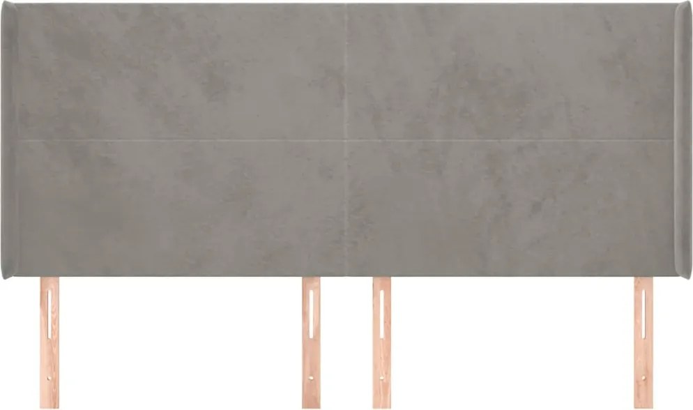 Čelo postele typu ušák světle šedé 203x16x118/128 cm samet 3119366