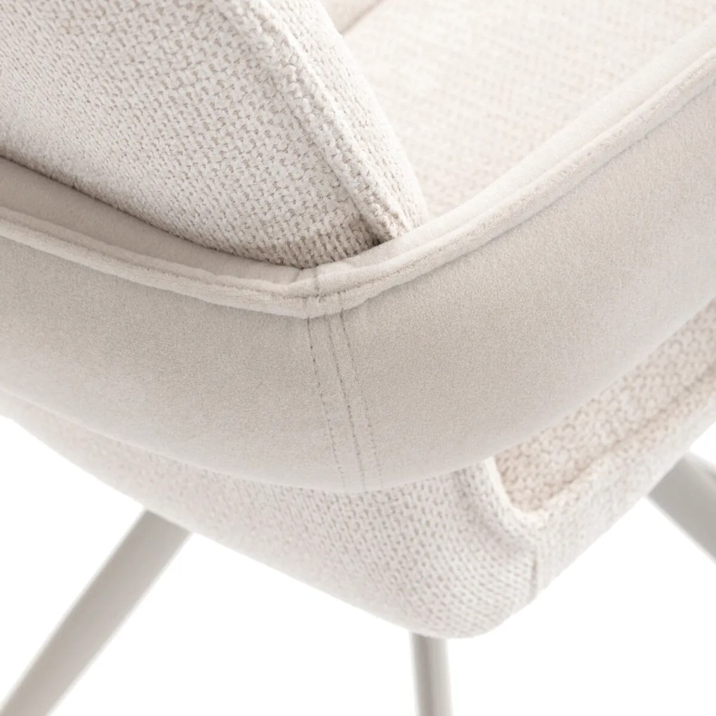 Barová otočná židle BAKAJI - béžová látka / kovové nohy