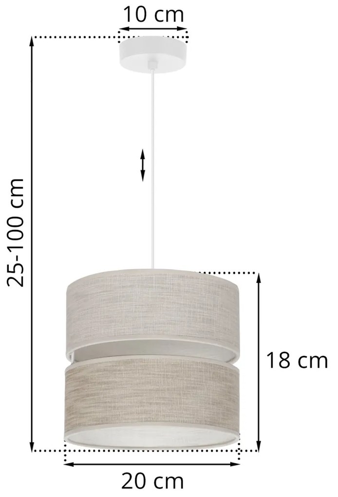 Závěsné svítidlo Jen, 1x béžové/světlobéžové textilní stínítko, (fi 20 cm), w