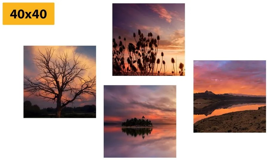Set obrazů příroda plná romantických barev Varianta: 4x 40x40