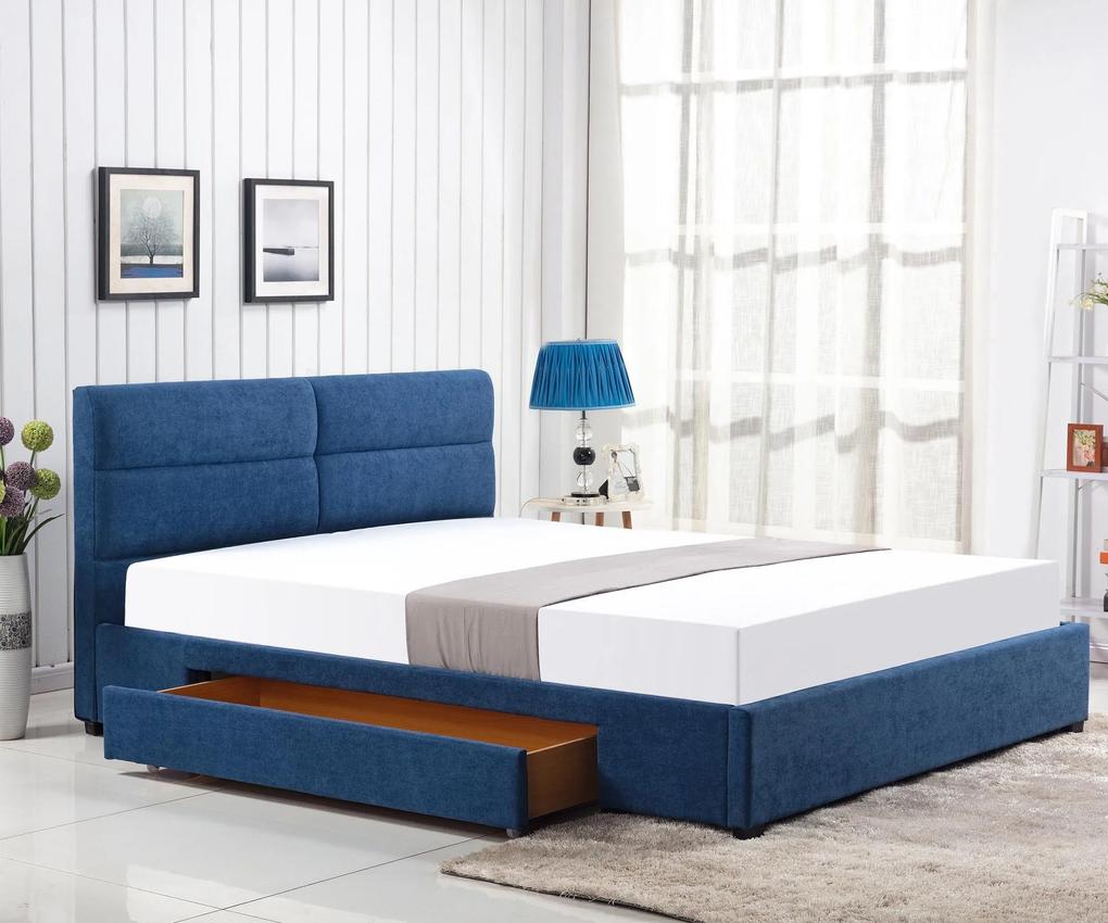 Manželská postel 160 cm Capaz (modrá) (s roštem). 796753