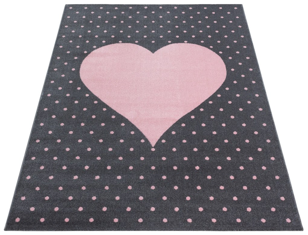 Ayyildiz, Dětský kusový koberec Bambi 830 pink, 80x150, růžová, šedá, dětský pokoj