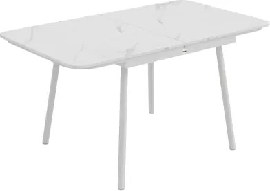 Outsunny obdélníkový zahradní stůl pro 4-6 osob, WPC deska stolu a kovová konstrukce, nastavitelné nohy, 140x80x75cm, bílá