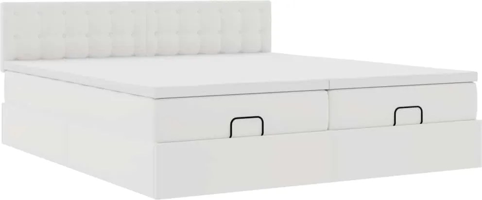 Osmanský rám postele s matrací bílý 160x200cm umělá kůže 3311952