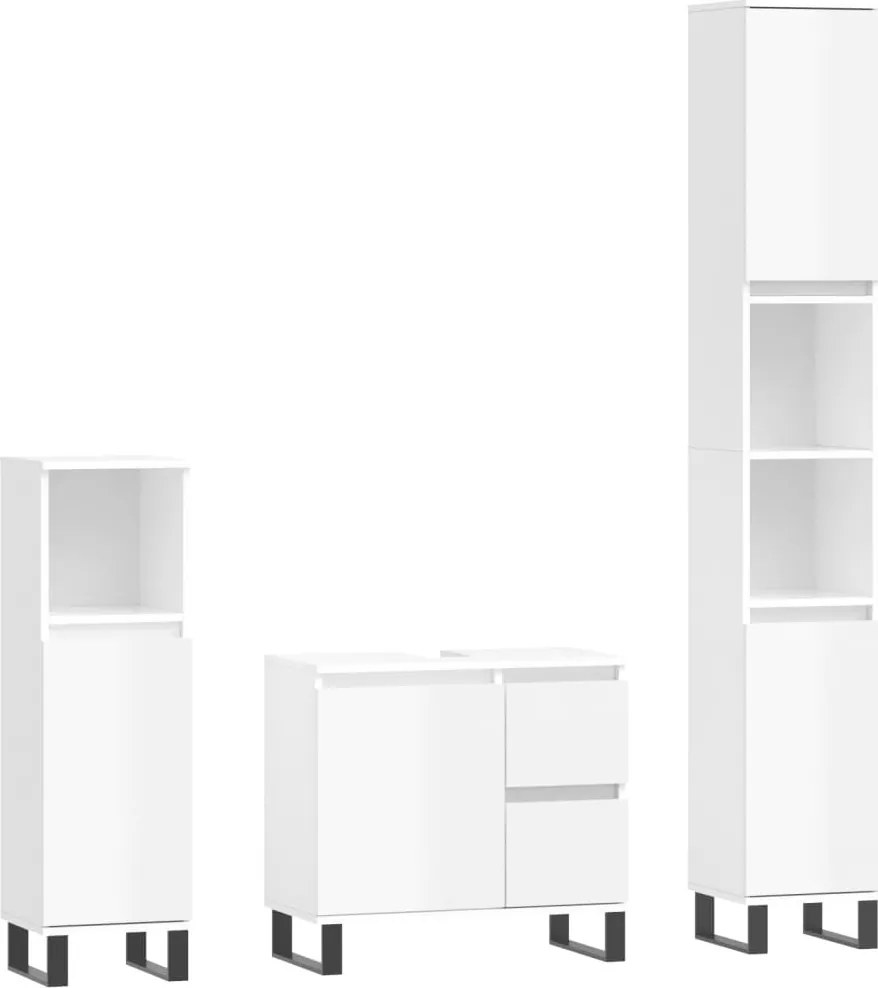 vidaXL 3dílný set koupelnového nábytku kompozitní dřevo [3190231] Barva: Betonová šedá